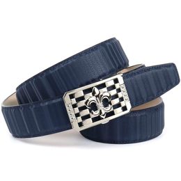 Anthoni Crown Damen Lederg&uuml;rtel mit silberfarbener stilisierter Lilien-Schnalle blau 95