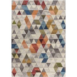 FLAIR RUGS Wollteppich &raquo;Amari&laquo; rechteckig 10 mm H&ouml;he mit Hoch-Tief-Effekt, aus 100% Wolle, grafische & geometrische Muster bunt Wolle B : 120cm 1 Stk.