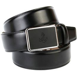Anthoni Crown Damen Lederg&uuml;rtel mit Anker-Logo schwarz 95