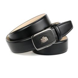 Anthoni Crown Herren Lederg&uuml;rtel mit silberfarbenem Metallwappen schwarz 115