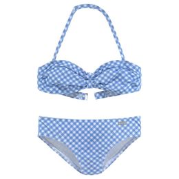 Buffalo M&auml;dchen Bandeau-Bikini &raquo;Karo Kids&laquo; mit unifarbenen Details wei&szlig; 134/140, N-Gr
