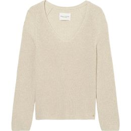 Marc O'Polo Marc O'polo Damen Marc O'Polo Strickpullover mit dekorativem Strickmuster am &Auml;rmel und V-Neck beige S