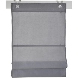 Kutti Raffrollo &raquo;Kessy Bessy&laquo; mit Hakenaufh&auml;ngung ohne Bohren freih&auml;ngend halbtransparent, Baumwolle, Polyester, Hakenaufh&auml;ngung grau Obermaterial: 65% 