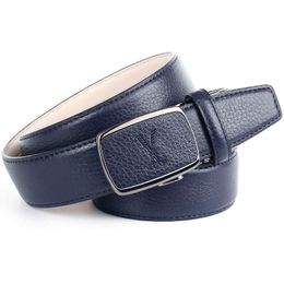 Anthoni Crown Damen Lederg&uuml;rtel mit Golf-Pr&auml;gung, helle R&uuml;ckseite blau 105