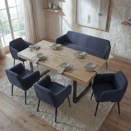 Esszimmer-Set MCW-L13, 4er-Set Stuhl+Sitzbank Esszimmergruppe Sitzgruppe Esszimmergarnitur, Stoff/Textil ~ anthrazit