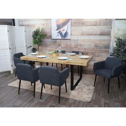 6er-Set Esszimmerstuhl MCW-L13, Polsterstuhl K&uuml;chenstuhl Stuhl mit Armlehne, Stoff/Textil Metall MVG ~ anthrazit