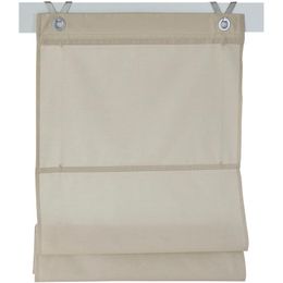Kutti Raffrollo &raquo;Kessy Bessy&laquo; mit Hakenaufh&auml;ngung ohne Bohren freih&auml;ngend halbtransparent, Baumwolle, Polyester, Hakenaufh&auml;ngung beige Obermaterial: 65% 