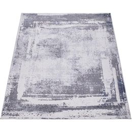Paco Home Teppich &raquo;Catania 843&laquo; rechteckig 13 mm H&ouml;he Kurzflor, modernes Design, ideal im Wohnzimmer & Schlafzimmer grau Polyester, Polypropylen B : 120cm 1 Stk