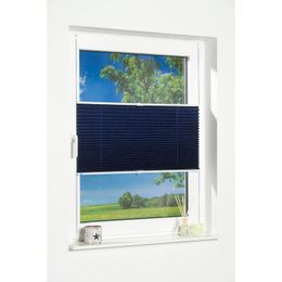 K-home Plissee &raquo;Klemmfix Pisa&laquo; Lichtschutz ohne Bohren verspannt Crushed-Optik blau Obermaterial: 100% Polyester 130cm, zweiseitig verschiebbar, 85cm