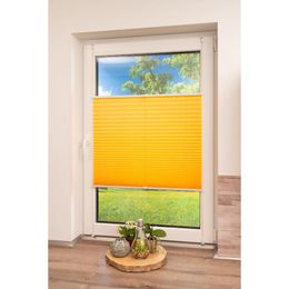 K-home Plissee &raquo;Klemmfix Pisa&laquo; Lichtschutz ohne Bohren verspannt Crushed-Optik gelb Obermaterial: 100% Polyester 210cm, zweiseitig verschiebbar, 95cm