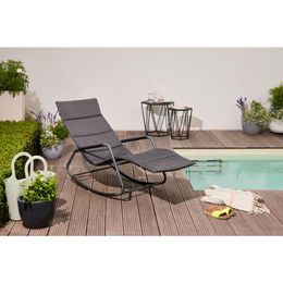 siena GARDEN Schaukelliege, Schwarz, Metall, Kunststoff, Textil, 57x84x143 cm, Auflage, wetterbest&auml;ndig, Gartenm&ouml;bel, Gartenliegen