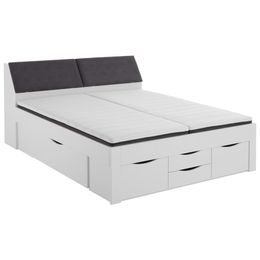 Boxxx Stauraumbett, Wei&szlig;, Holzwerkstoff, 6 Schublade(n) Schubladen, 180x200 cm, gepolstertes Kopfteil, mit Schubk&auml;sten, in verschiedenen Gr&ouml;&szlig;en erh&auml;ltlich, Schlafzimmer, Betten, Doppelbetten