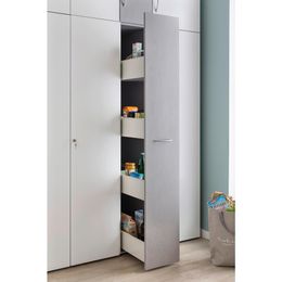 Xora Apothekerschrank, Grau, Wei&szlig;, Holzwerkstoff, 30x185x54 cm, BQ - B&uuml;ndnis f&uuml;r Qualit&auml;t, Made in Germany, DIN EN ISO 9001, individuell planbar, K&uuml;chen, K&uuml;chenm&ouml;bel, K&uuml;chenschr&auml;nke, Apothekerschr&auml;nke