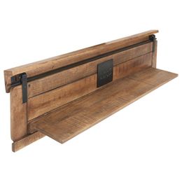 Landscape Wandboard, Natur, Holz, Metall, Mangoholz, massiv, 130x38x25 cm, K&uuml;chen, K&uuml;chenm&ouml;bel, K&uuml;chenregale