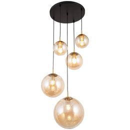 Novel H&auml;ngeleuchte, Bernstein, Metall, Glas, Vintage,Vintage, rund,rund, 135 cm, RoHS, ISO 9001, Bsci, CE, h&ouml;henverstellbar, Lampen & Leuchten, Innenbeleuchtung, H&auml;ngelampen, Pendelleuchten