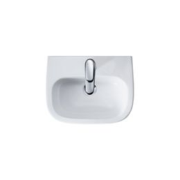 Duravit Handwaschbecken D-Code 45x34cm, m HL, &Uuml;L, Hahnlochbank, wei&szlig; (0705450000)