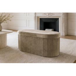 Riess Ambiente Faltbare Polsterbank &Eacute;LAN 80cm champagner greige Samt Sitzbank mit Stauraum Riess-Ambiente Modern Retro Skandinavisch