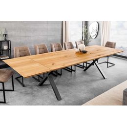 Riess Ambiente Verl&auml;ngerbarer Esstisch WILD OAK 160-260cm natur Wildeiche Schweizer Kante X-Gestell Riess-Ambiente Esszimmertisch K&uuml;chentisch rechteckig 2 Personen