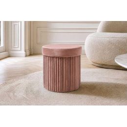 Riess Ambiente Runder Hocker &Eacute;LAN 40cm rosa Samt faltbar mit Stauraum Riess-Ambiente Modern Retro Skandinavisch