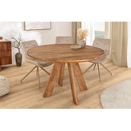Riess Ambiente Runder Esstisch ART WOOD 100cm braun massiv Mangoholz Riess-Ambiente Esszimmertisch K&uuml;chentisch 4 Personen Boheme Landhaus Natur Rustikal...