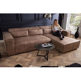 Riess Ambiente Ecksofa BOSSA NOVA 265cm antik taupe Microfaserstoff 3-Sitzer Couch L-Form Riess-Ambiente Wohnzimmer Industrie & Loft Modern Skandinavisch