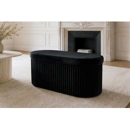 Riess Ambiente Faltbare Polsterbank &Eacute;LAN 80cm schwarz Samt Sitzbank mit Stauraum Riess-Ambiente Modern Retro Skandinavisch