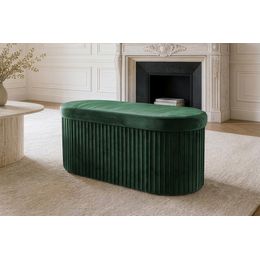 Riess Ambiente Faltbare Polsterbank &Eacute;LAN 80cm gr&uuml;n Samt Sitzbank mit Stauraum Riess-Ambiente Modern Retro Skandinavisch