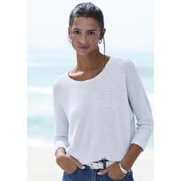 Vivance 3/4-Arm-Shirt 'mit sommerlicher Waffelstruktur' blau Gr. 40/42 f&uuml;r Damen. Mit Rundhals. L&auml;ssig Geschnitten. Nachhaltig.