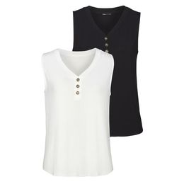 Lascana Shirttop 'mit Zierkn&ouml;pfen in Hornoptik' mehrfarbig Gr. 40/42 f&uuml;r Damen. Mit V-Ausschnitt. L&auml;ssig Geschnitten. Nachhaltig.