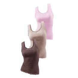 H.I.S. H.I.S Spitzentop 'aus Feinripp' mehrfarbig Gr. 48/50 f&uuml;r Damen. Tiefer Rundhals und R&uuml;sche. K&ouml;rpernah. Nachhaltig.