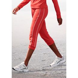 H.I.S. H.I.S Caprihose rot Gr. 36/38 f&uuml;r Damen. Mit Bindeband, Logostickerei, Piping, Logoschriftzug. Bequem. Nachhaltig.