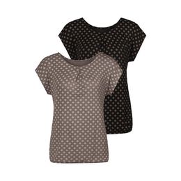 Lascana Kurzarmshirt mehrfarbig Gr. 44/46 f&uuml;r Damen. Rundhals und Allover-Druck. Figurumspielend. Nachhaltig.