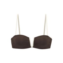 Copenhagen Studios Bandeau-Bikini-Top 'Emma' chocolate Gr. 40 Cup C/D. Mit Kontrastbes&auml;tze. Nachhaltig.