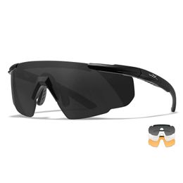 Saber Advanced Taktische Brille mit 3 Gl&auml;sern Gestell schwarz, Gl&auml;ser schwarz, klar, orange
