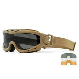 Spear Taktische Brille mit 3 Gl&auml;sern tan