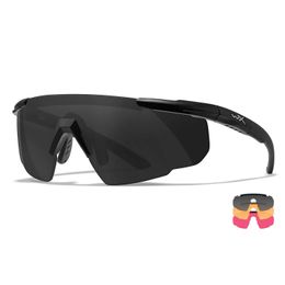 Saber Advanced Taktische Brille mit 3 Gl&auml;sern Gestell schwarz, Gl&auml;ser schwarz, klar, magenta