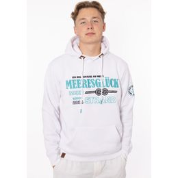 Hoodie Zwillingsherz "Meeresgl&uuml;ck", Herren, Gr. L, wei&szlig;, Sweatware, Obermaterial: 50% Baumwolle, 50% Polyester, unifarben, comfort fit h&uuml;ftlang, V-Ausschnitt, Sweatshirts Hoodie, mit gesticktem Detail am &Auml;rmel und Kapuze
