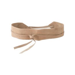 Lederg&uuml;rtel bonprix, Damen, Gr. 105, beige (latte macchiato), Leder, unifarben, G&uuml;rtel Lederg&uuml;rtel, aus Veloursleder, aus B&uuml;ffelleder, individuelle Passform