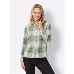 Flanellbluse Classic Basics, Damen, Gr. 50, beige (eucalyptus, ecru, kariert), 100% Baumwolle, gemustert, kariert, mehrfarbig, Blusen