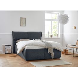 Polsterbett OTTO HOME "Jenson", blau (dunkelblau), B:168cm L:225cm, Struktur weich (85% Polyester/15% Nylon), Betten, Polsterbett, als Bettgestell oder mit 3 Matratzenarten und H&auml;rtegraden