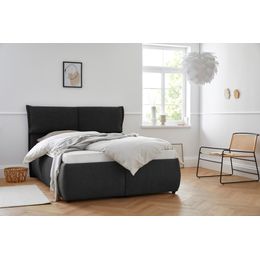 Polsterbett OTTO HOME "Jenson", grau (anthrazit), B:168cm L:225cm, Struktur weich (85% Polyester/15% Nylon), Betten, Polsterbett, als Bettgestell oder mit 3 Matratzenarten und H&auml;rtegraden