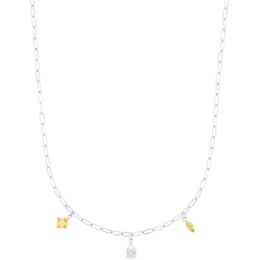 Kette mit Anh&auml;nger Amor "2039275, 2039280", silber (silberfarben, gelb, kristallwei&szlig;), Halsketten, Damen, Silber 925 (Sterlingsilber), L: 45, mit Zirkonia (synth.) oder Glasstein
