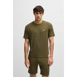 Shorty BOSS "Bamboo Short Set", Herren, Gr. XXL (56), dunkelgr&uuml;n 302, Jersey, Obermaterial: 94% Viskose, 6% Elasthan, regular fit, Rundhals, Homewear-Sets Shorty