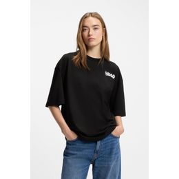 T-Shirt Hugo "Nyrotee", Herren, Gr. L, schwarz001, Single Jersey, Obermaterial: 100% Baumwolle, unifarben, loose fit normal, Rundhals, Shirts T-Shirt, Rundhalsausschnitt, loose fit, Logoprint