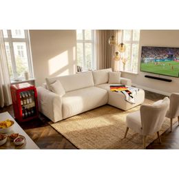 Ecksofa OTTO HOME "JONAA L-Form, 241cm - OTTO. Verl&auml;ssliche Qualit&auml;t.", creme, B:241cm H:79cm T:52cm, Sofas, Ecksofa, Schlaffunktion(133/200), Bettkasten, Cord, Struktur, Unser Tiefpreis