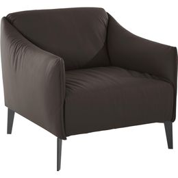 Cocktailsessel W.Schillig "sally Designsessel, zeitlos und bequem, tolle Verarbeitungsdetails", braun (braun z59), B:84cm H:78cm T:84cm, Longlife Xtra-Leder Z59: Glattleder mit modischer Pr&auml;gung. Hautst&auml;rke 0, 9 - 1, 1 mm., Sessel, Cocktailsessel, mit Metall-Winkelf&uuml;&szlig;en in Schwarz pulverbeschichtet