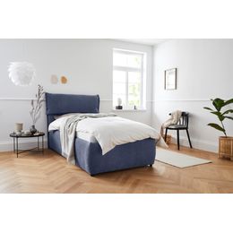 Polsterbett OTTO HOME "Jenson", blau (dunkelblau), B:128cm L:225cm, Struktur weich (85% Polyester/15% Nylon), Betten, Polsterbett, als Bettgestell oder mit 3 Matratzenarten und H&auml;rtegraden
