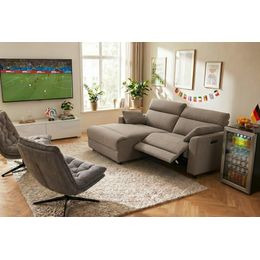 Ecksofa Inosign "JENNA L-Form, 209cm - OTTO. Verl&auml;ssliche Qualit&auml;t.", grau (taupe), B:209cm H:100,5cm T:163cm, Webstoff 100% Polyester, Sofas, Ecksofa, manuelle o. elektrische Relaxfunktion, USB A/C, Struktur fein.