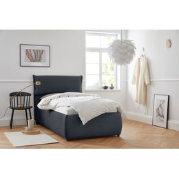 Polsterbett OTTO HOME "Jenson", blau (dunkelblau), B:128cm L:225cm, Struktur weich (85% Polyester/15% Nylon), Betten, Polsterbett, als Bettgestell oder mit 3 Matratzenarten und H&auml;rtegraden