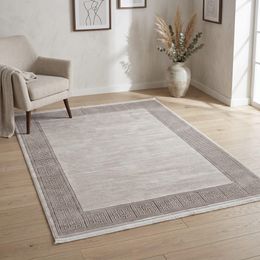 Teppich Sehrazat "Venus 7798", beige, creme, B:200cm H:11mm L:300cm, Obermaterial: 60% Polyester, 40% Polypropylen, Teppiche, Teppich, Kurzflor, Orient Vintage Optik, mit Fransen, Wohnzimmer